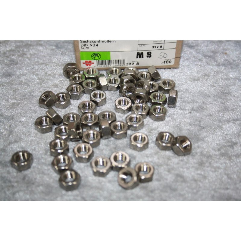 Würth Sechskantmuttern DIN 934 A2-70 M8 3228 50 Stück #W892-1013 - au