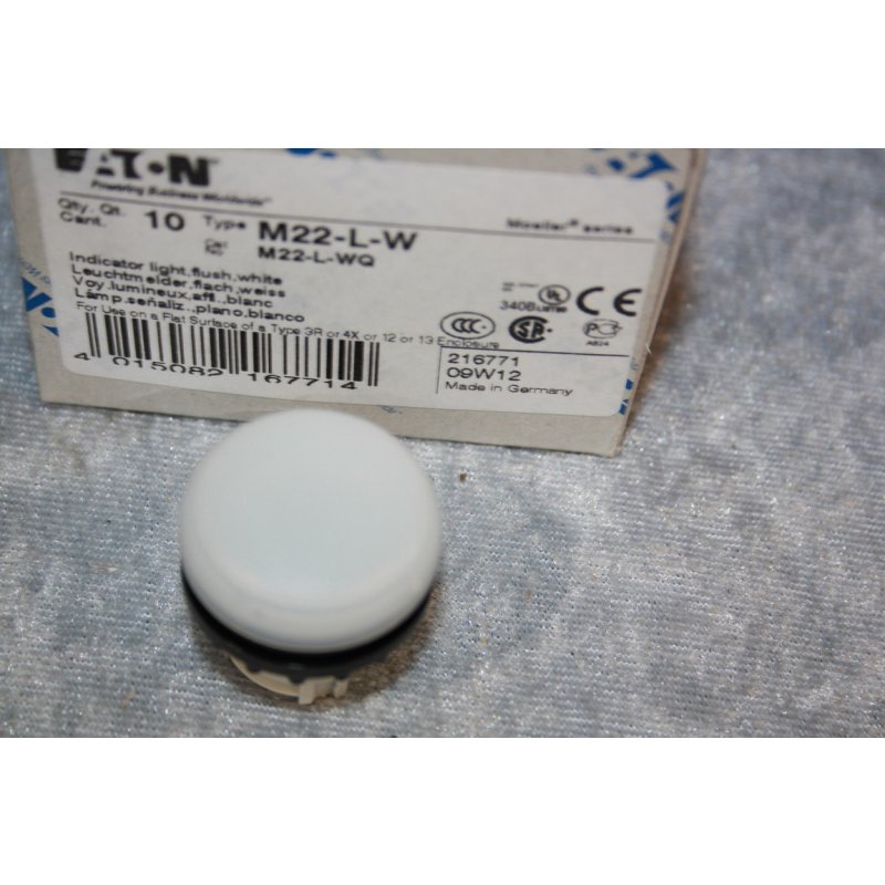 Eaton Leuchtmelder flach weis Typ M22-L-W M22-L-W 12W12 NEU 216771 #W